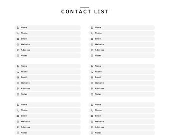 Printable Contact List Organize Phone Contacts Free to Print - Etsy