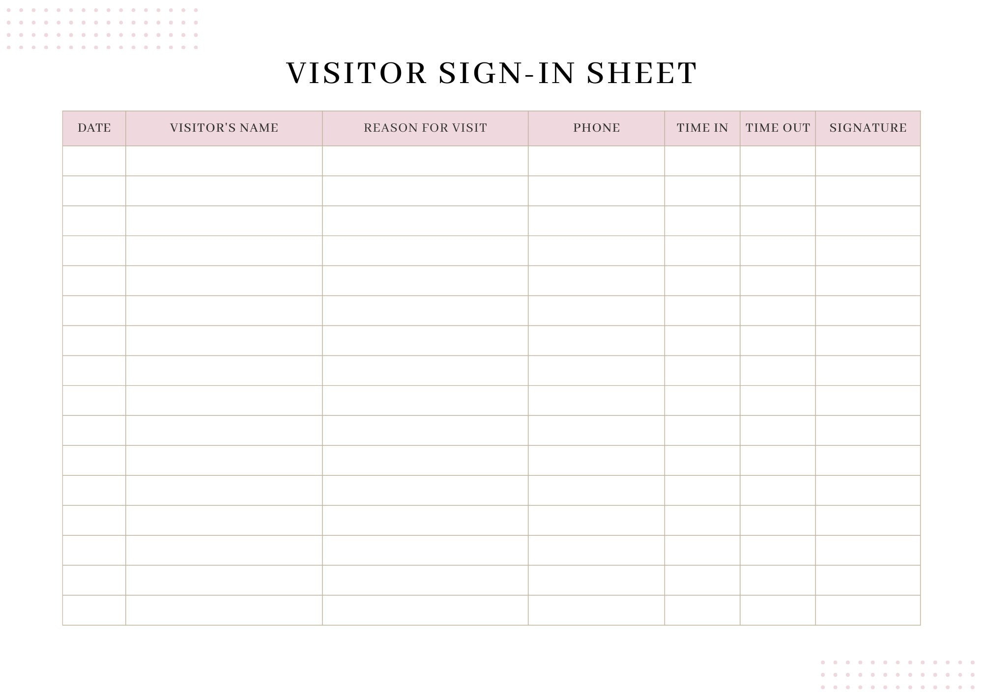 Modern Visitor Sign in Sheet - Etsy