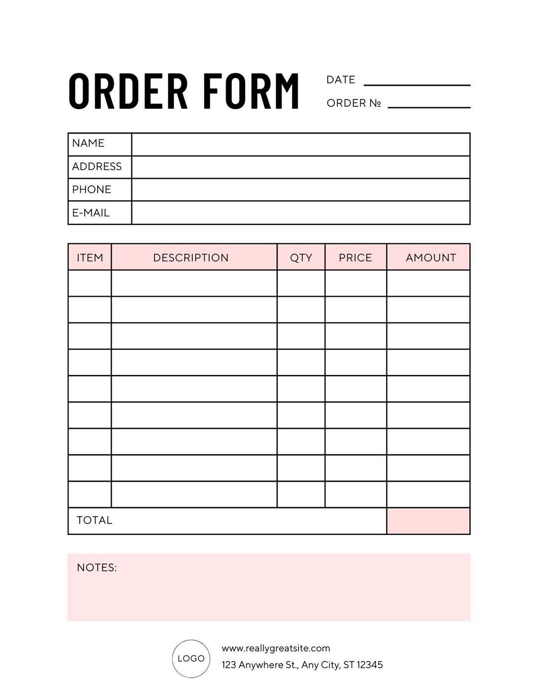 Simple Customer Order Form - Etsy
