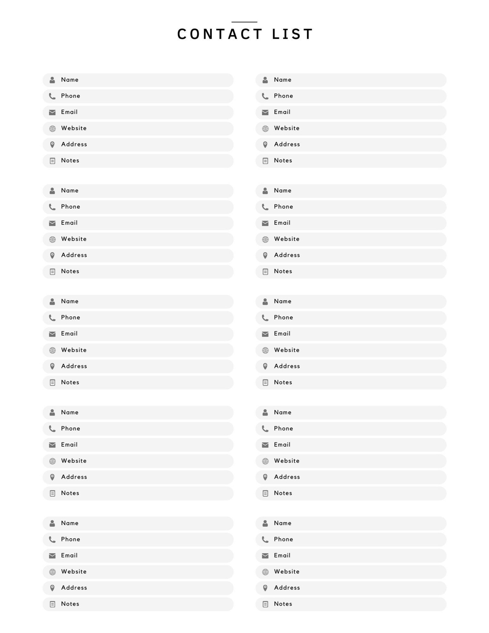 Contact List - Etsy
