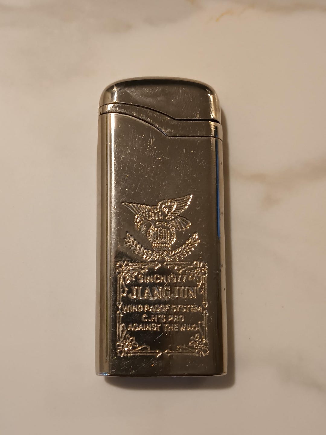 1 Vintage General Jiangjun Wind Proof Lighter Refillable Silver Eagle 3 ...