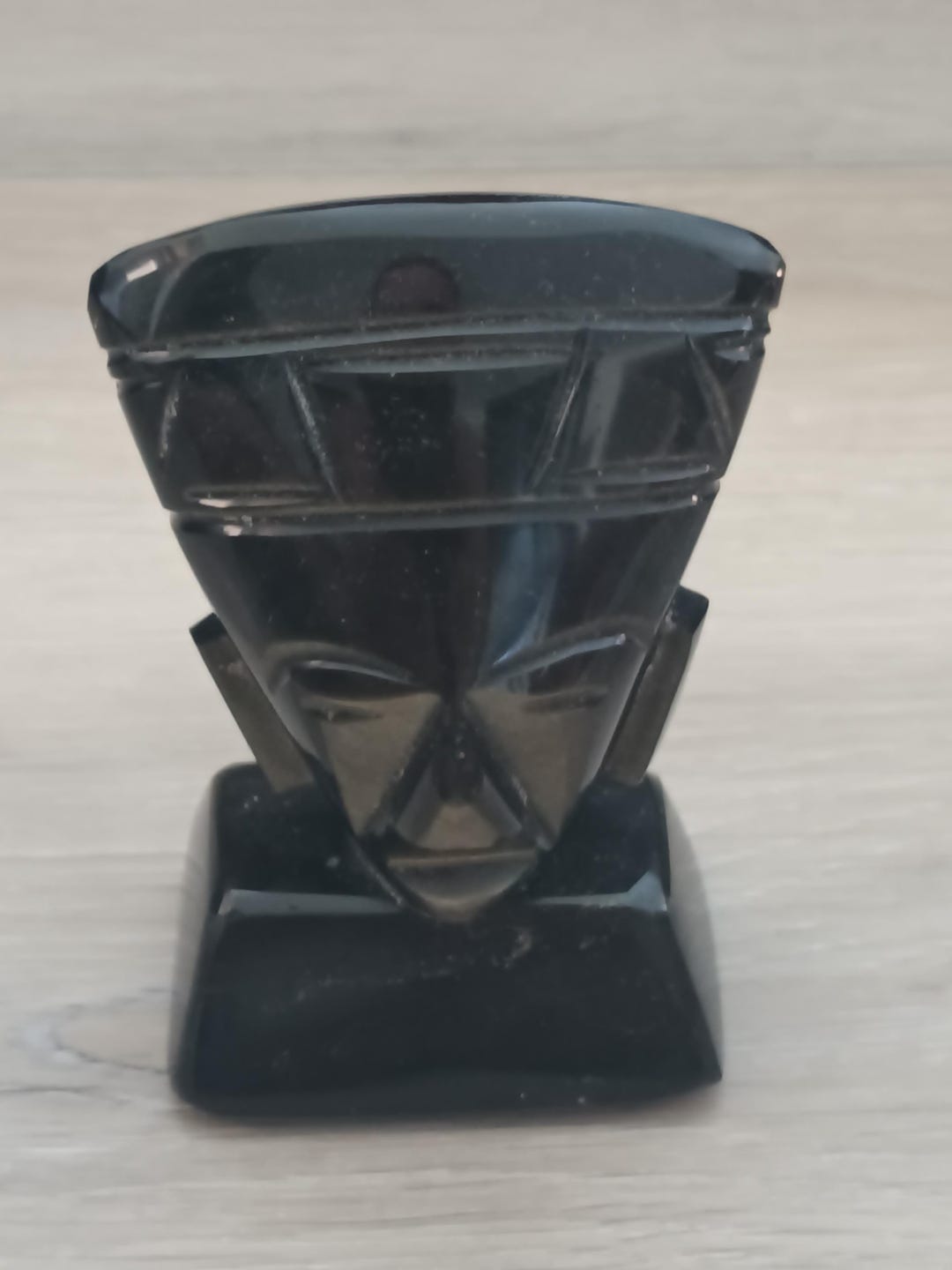Aztec Mayan Head Sculpture Obsidian Gold Sheen 3.5"h MCM Mexico Hand ...