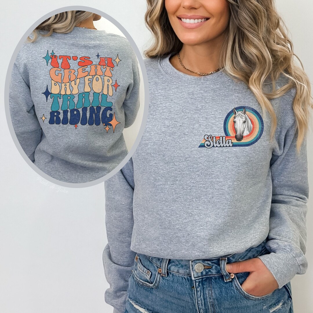 Personalized Horse Trail-riding Sweatshirt, Custom Horse Name Pullover ...