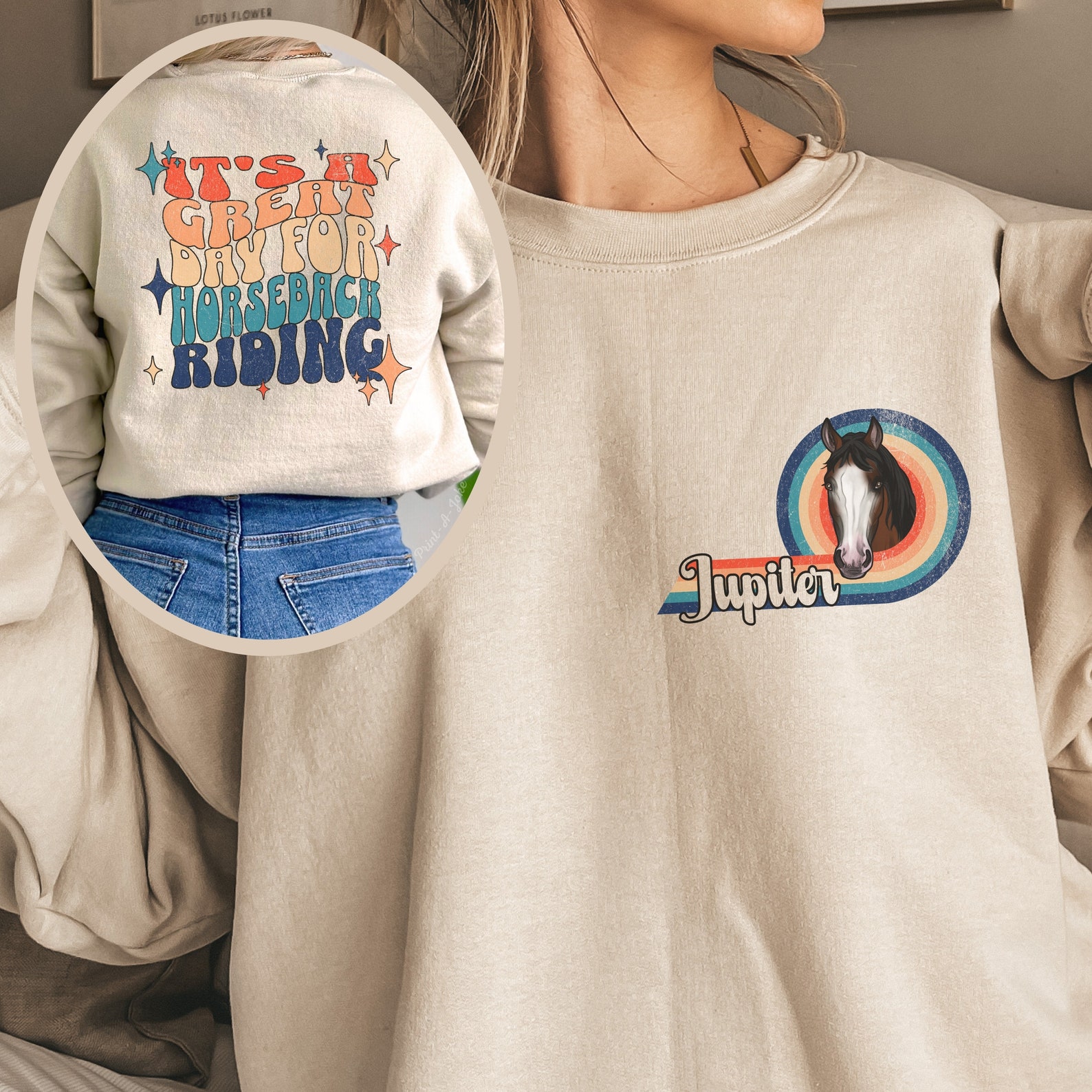 Personalized Horseback Riding Sweatshirt, Custom Horse Name Pullover ...