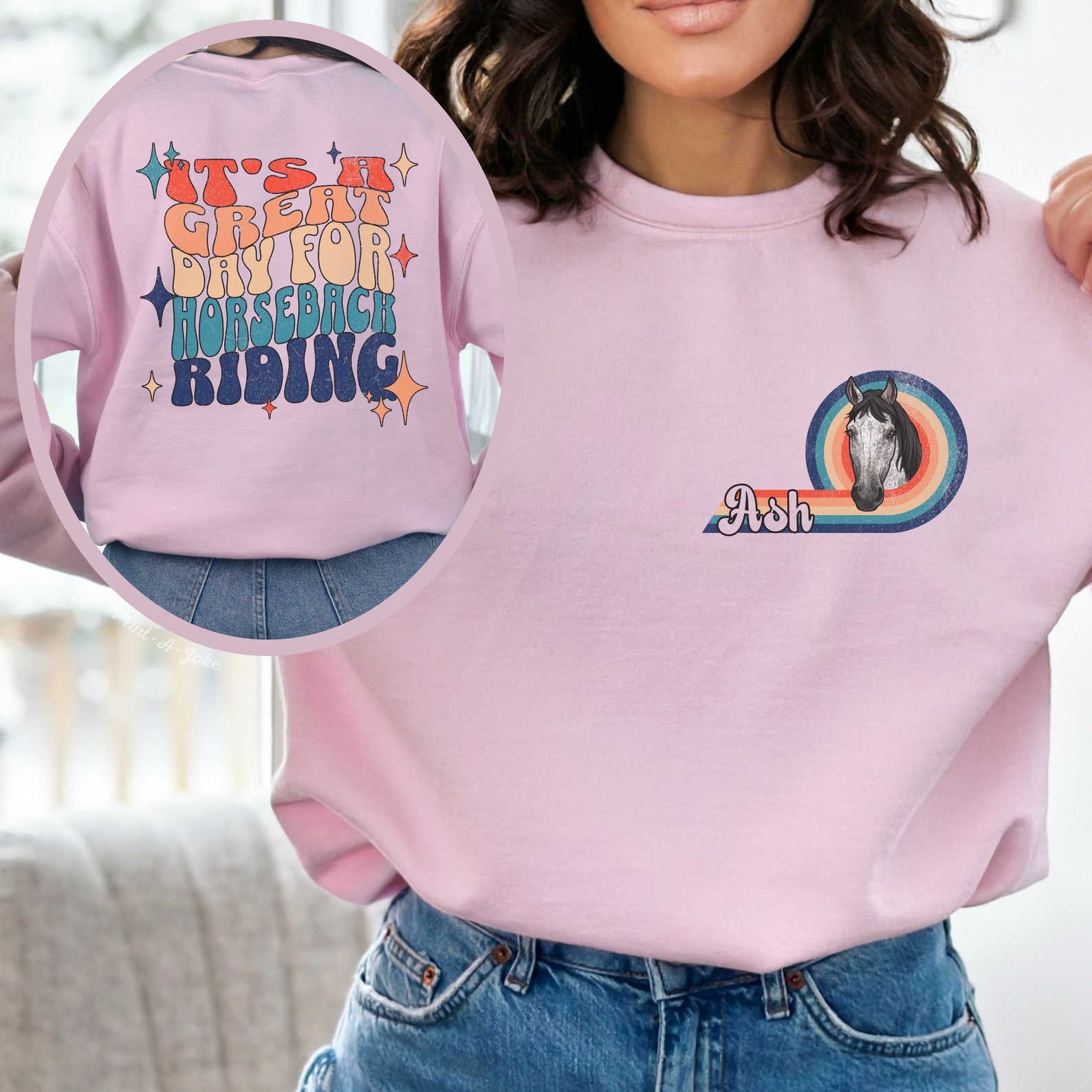 Personalized Horseback Riding Sweatshirt, Custom Horse Name Pullover ...