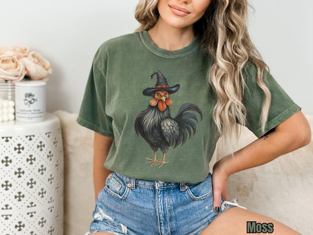 Cocky Witch Rooster Halloween Tshirt Comfort Colors Oversized Tee ...