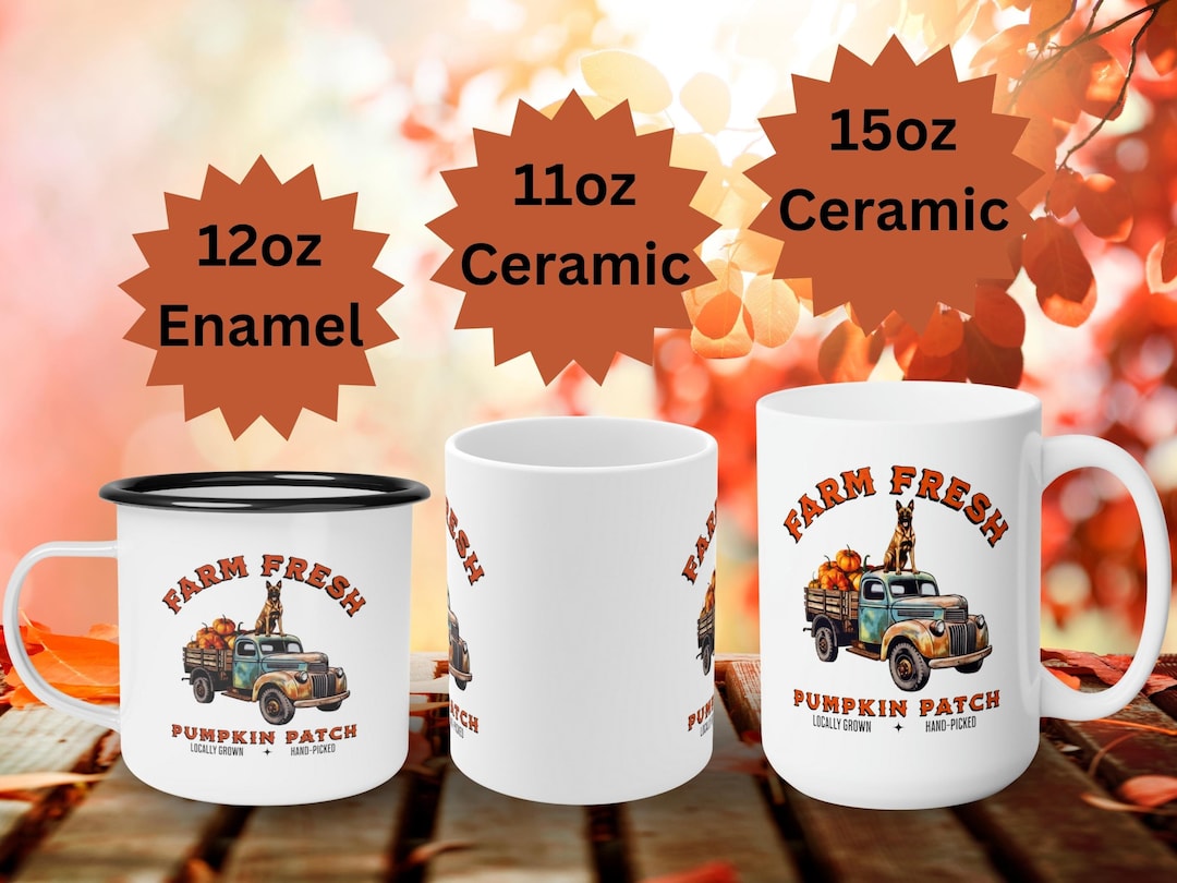 Belgian Malinois Farm Fresh Pumpkin Patch Hot Cocoa Enamel Camp Cup ...