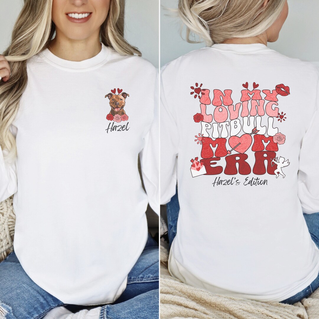Personalized American Pitbull Terrier Valentine Long-sleeve Shirt ...