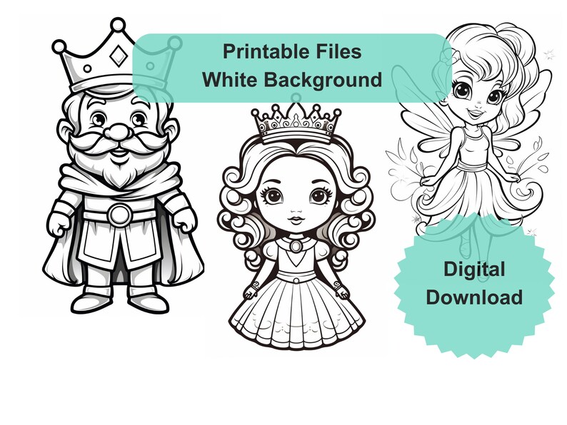 50 Cute Characters Coloring Book Pages Bundle 50 Printable Files, PNG ...