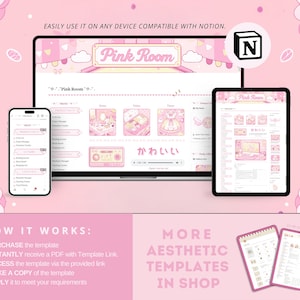 2025 PINK NOTION PLANNER, Aesthetic Cute Notion Template - Etsy