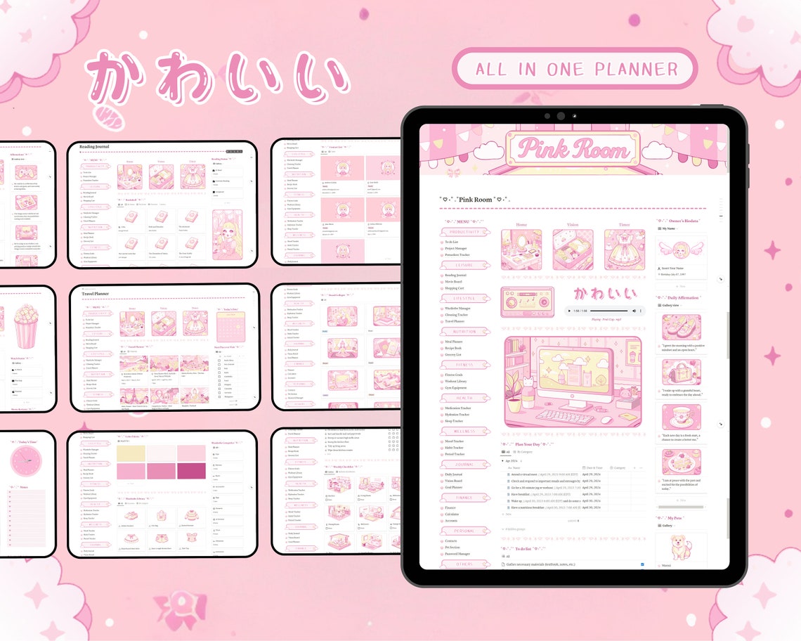 2025 PINK NOTION PLANNER, Aesthetic Cute Notion Template - Etsy