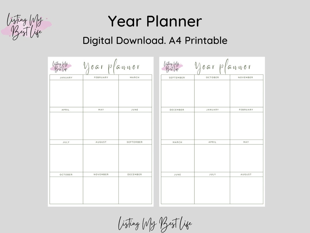 Year Planner. Plan Your Year by Month. Calendar Year and Academic Year ...