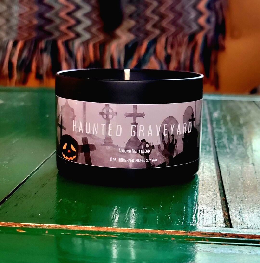 Haunted Graveyard Candle Halloween Candle Spooky Season - Etsy
