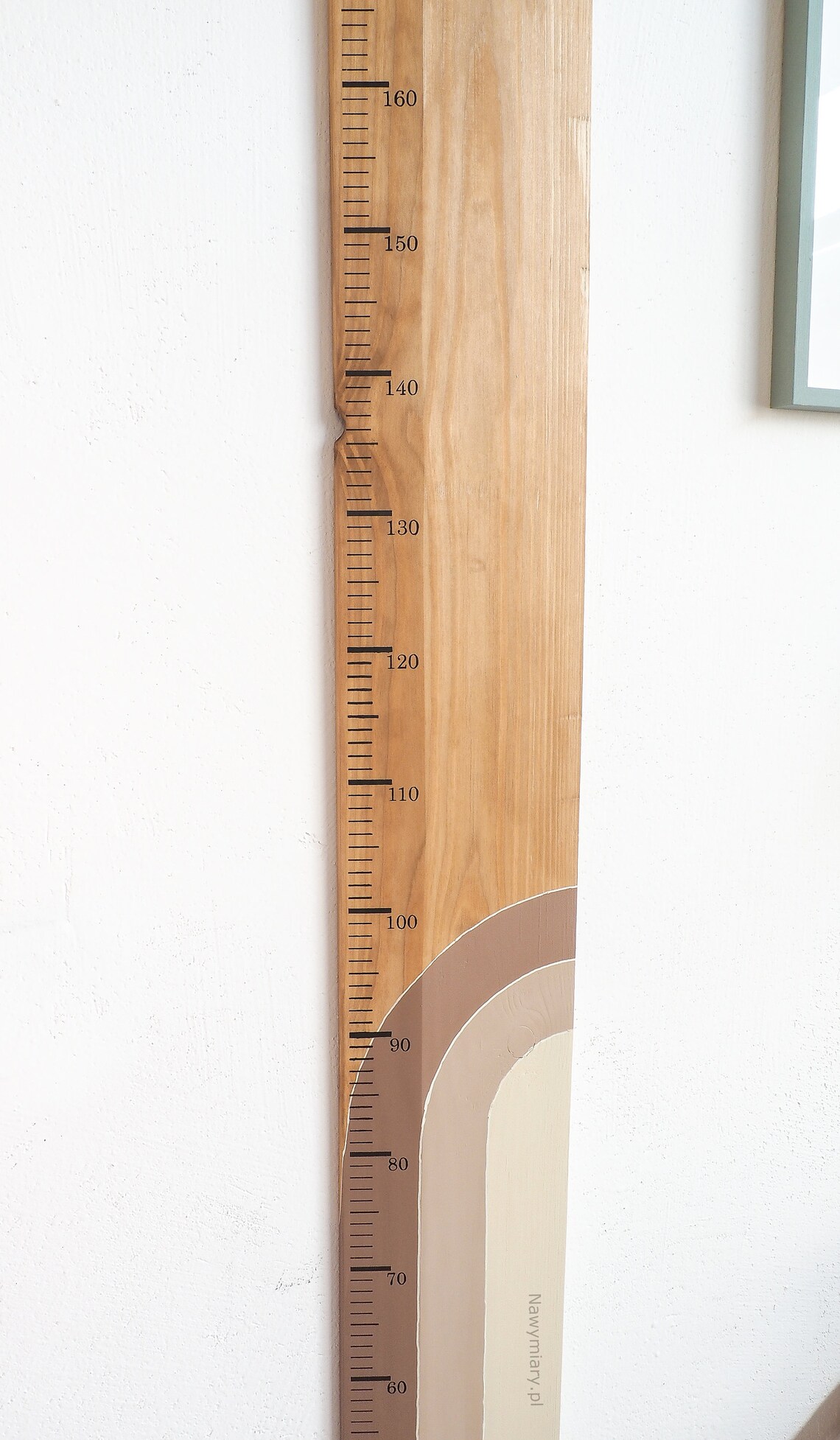 Wooden Height Chart Painted Beige Modern Pattern Rainbow,wood Wall ...