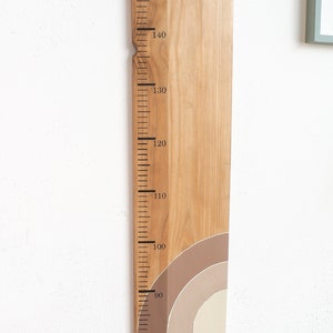 Wooden Height Chart Painted Beige Modern Pattern Rainbow,wood Wall ...