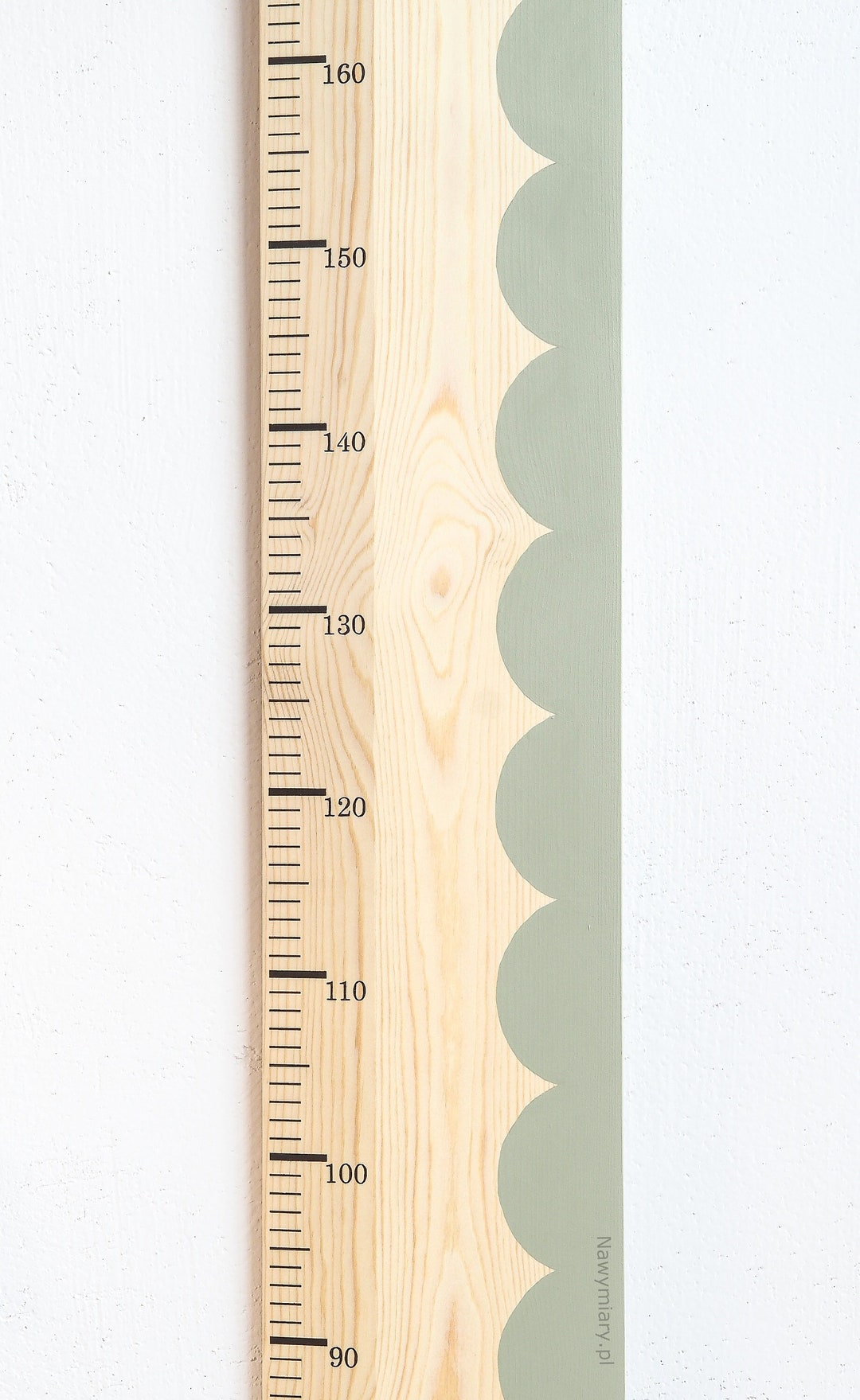 Wooden Height Chart Painted Green Modern Pattern,mountain,bubbles,wood ...