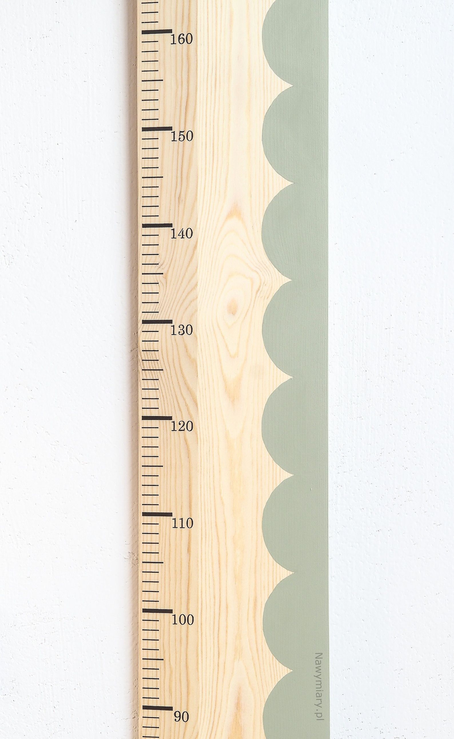 Wooden Height Chart Painted Green Modern Pattern,mountain,bubbles,wood ...