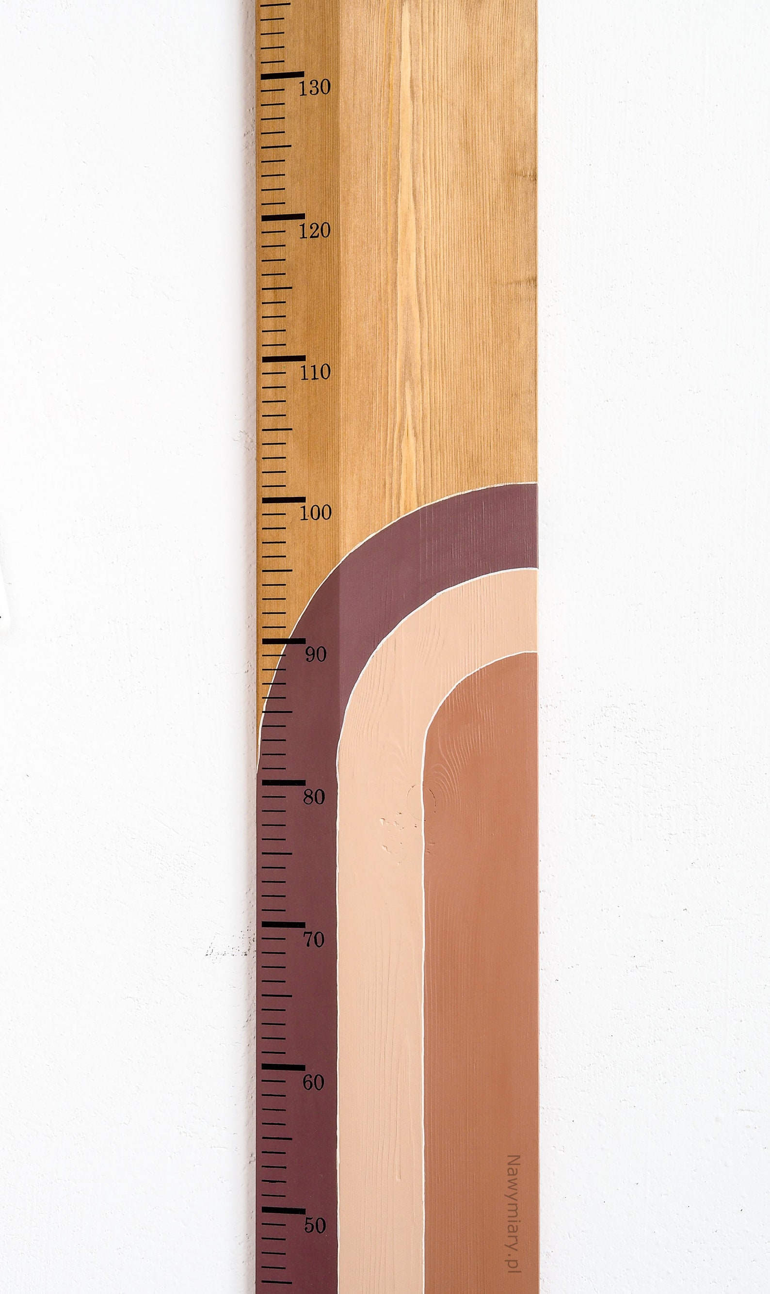 Wooden Height Chart Painted Pink and Beige Modern Pattern Rainbow,wood ...