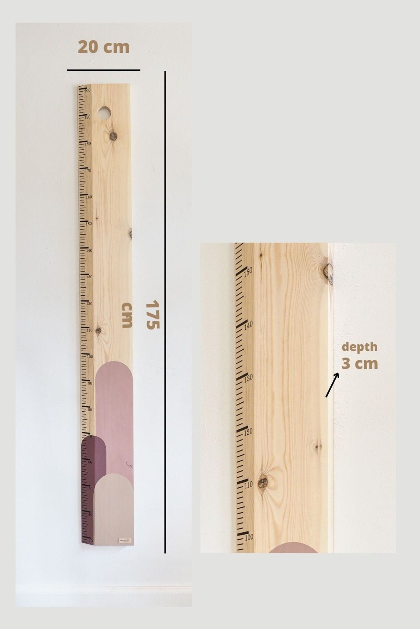 Double Sided Scandi Wooden Growth Chart, Scandinavian Minimal Wall ...
