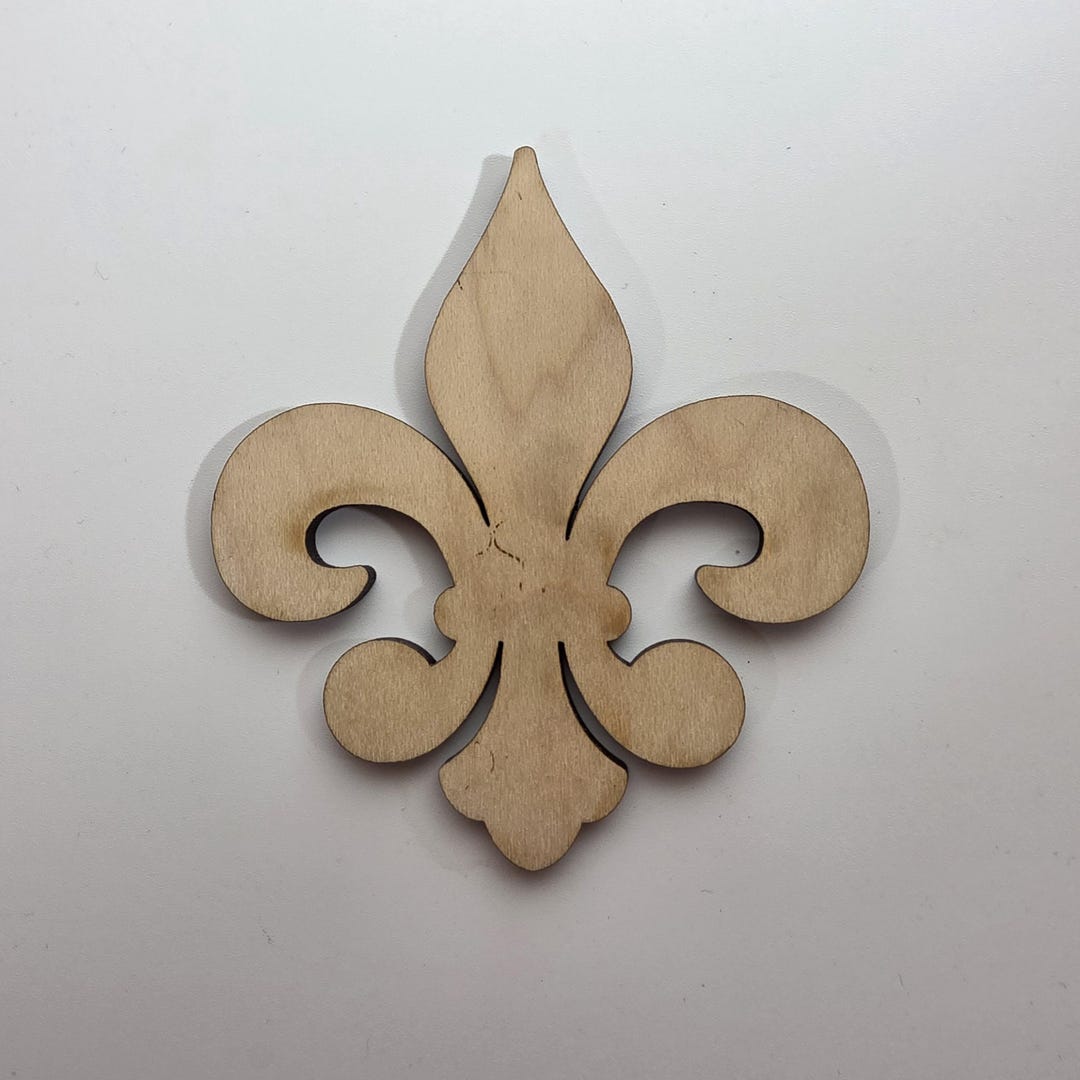 Fleur De Lis Shape Wood Craft Cutout, Wood Craft Supply, Unfinished ...