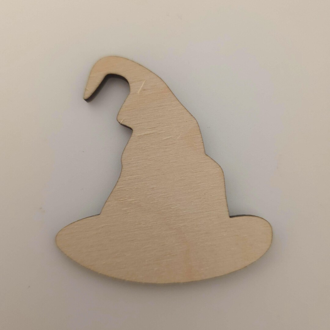 Witch Hat Shape Wood Craft Cutout, Craft Supply, Unfinished Wood Blank ...