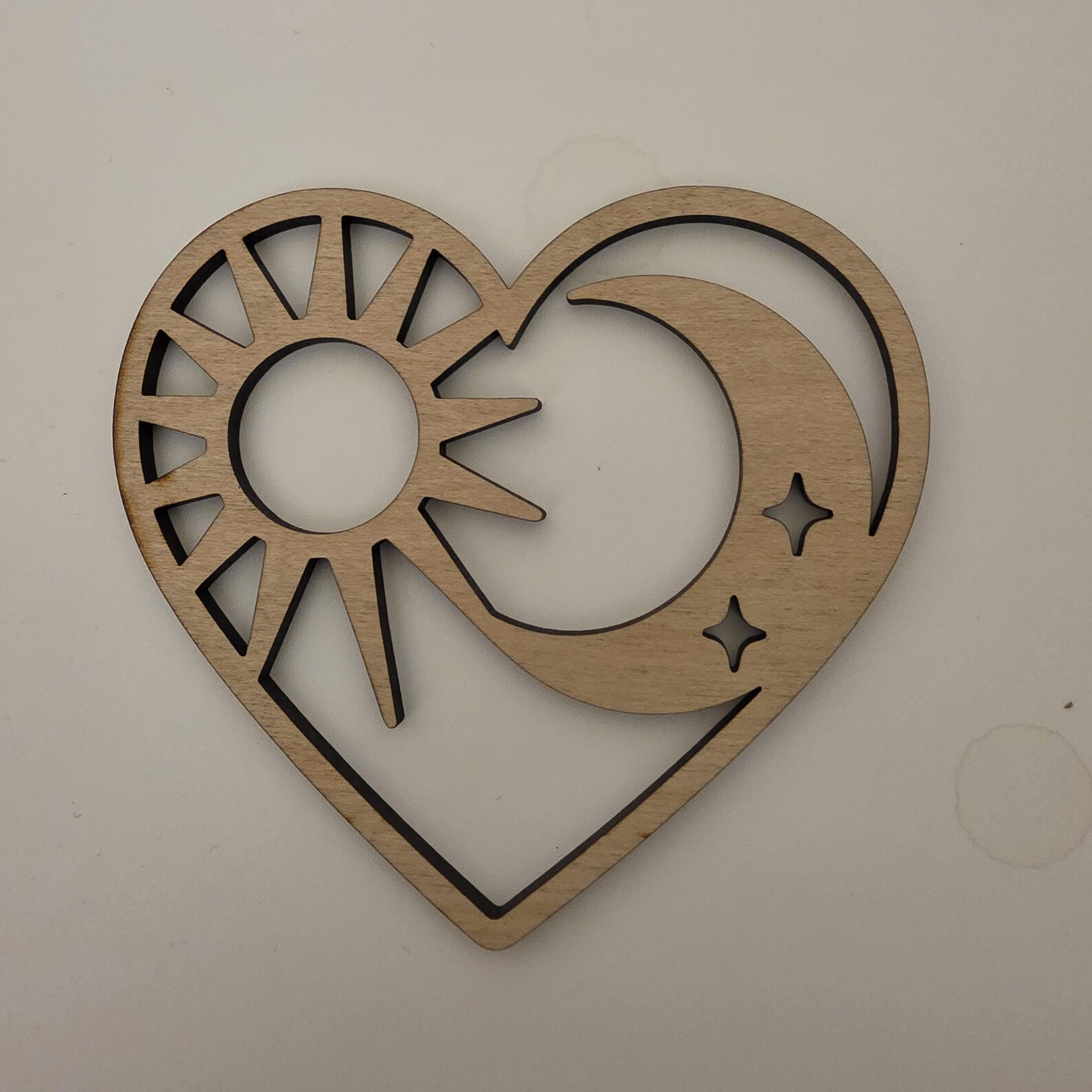Sun & Moon Heart Shape Wood Craft Cutout, Craft Supply, Unfinished Wood ...