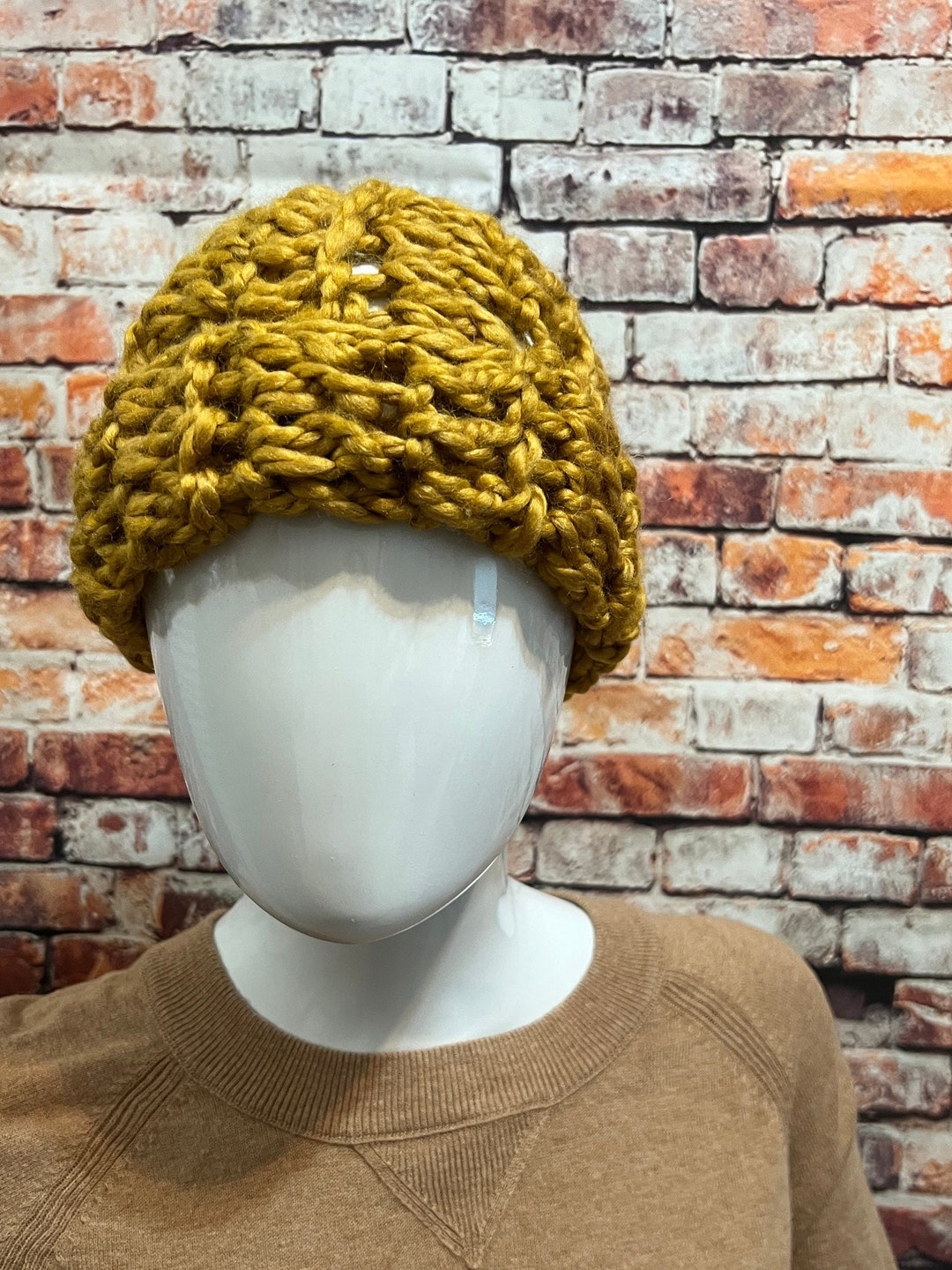 Mustard Gold Open Weave Crochet Hat Beanie - Etsy