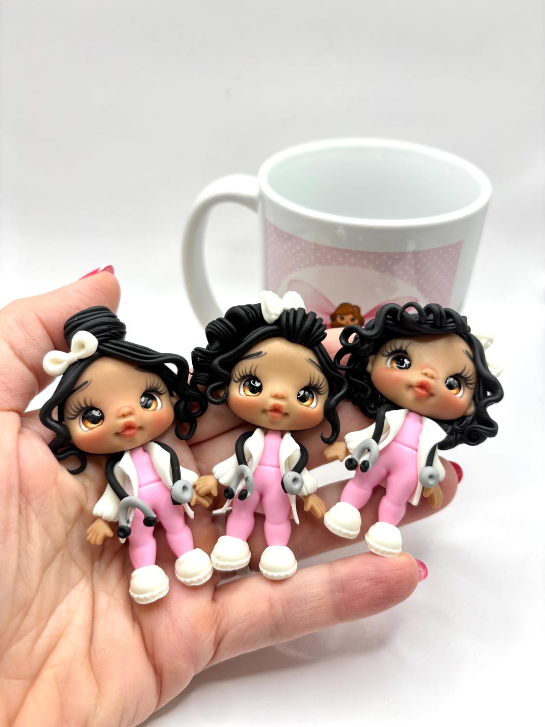 Medical Nurse Doctor 2 Clay Dolls – Handmade Bow Center, DIY Craft ...