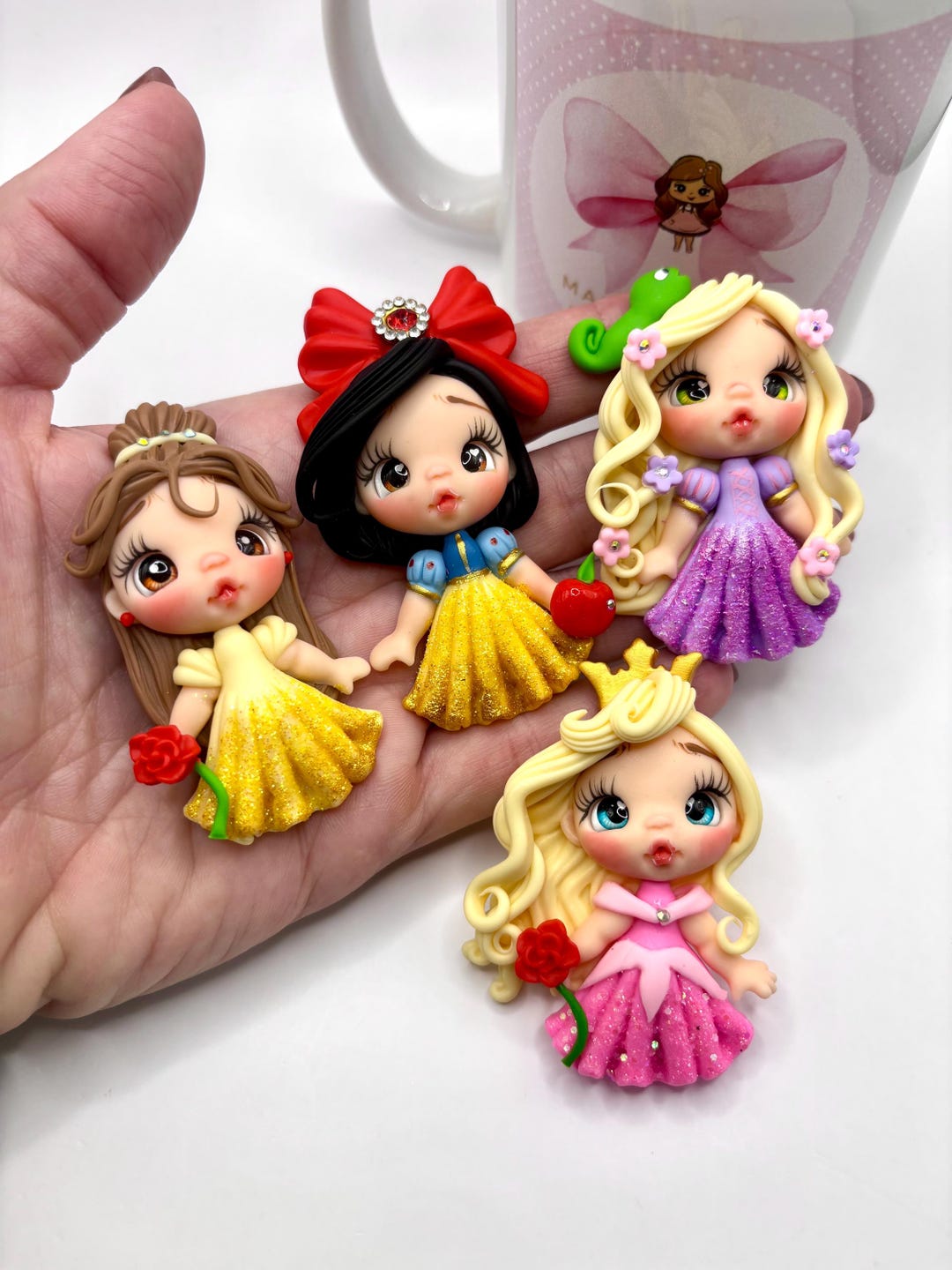 Princess Clay Dolls – Handmade Bow Center, DIY Craft Embellishment ...