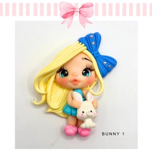Bunny Collection Clay Doll Handmade Bow Center, DIY Craft Charm ...