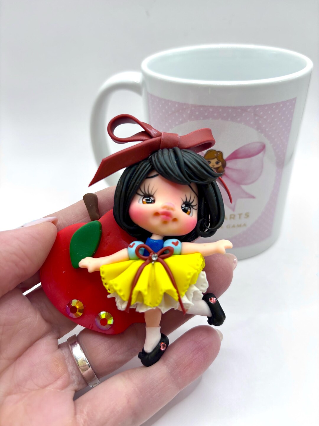 Snow White Clay Dolls – Handmade Bow Center, DIY Craft Embellishment ...