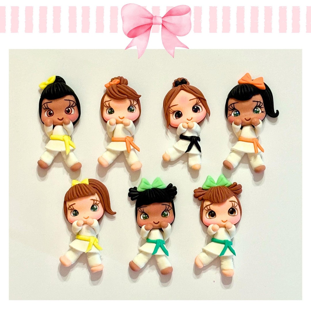 Karate Clay Figurine for Bows, Handmade Clay Doll, Bow Center, Clay ...