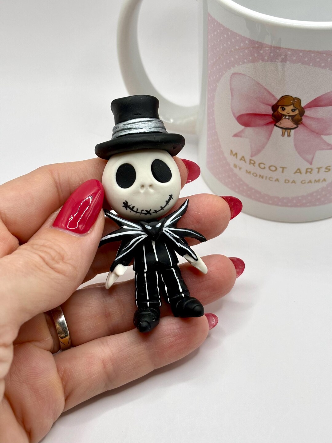 Jack Skellington Clay Figurine, Handmade Clay, Bow Center, Crafting ...