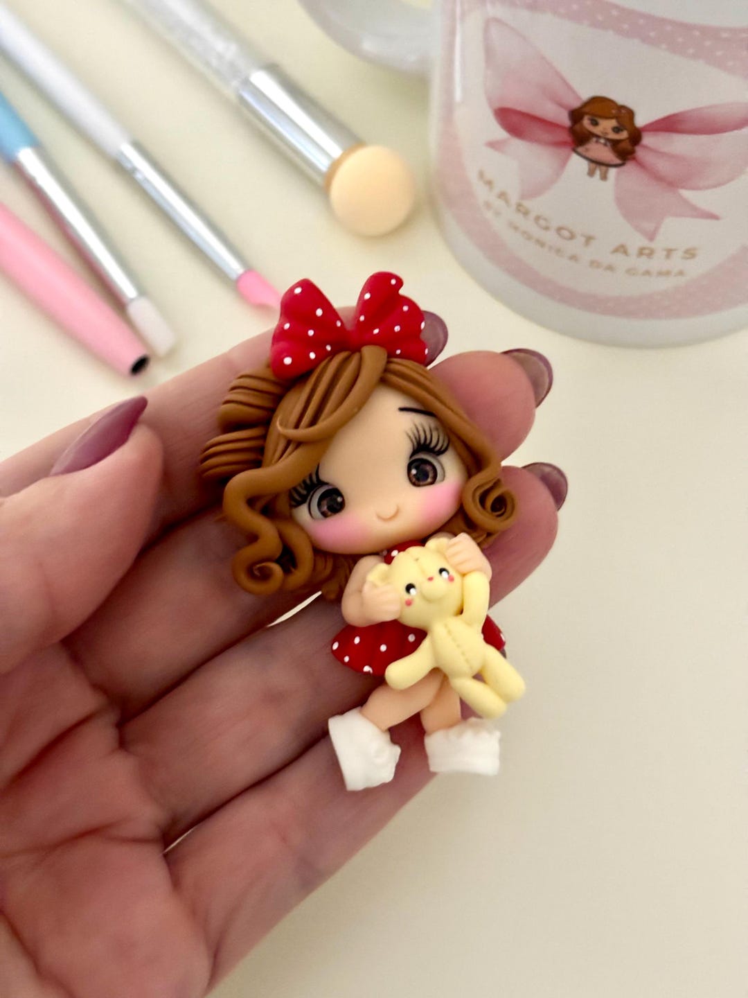 Clay Doll for Bows Miss Margot Bear, Clay Doll, Bow Center, Clays for ...