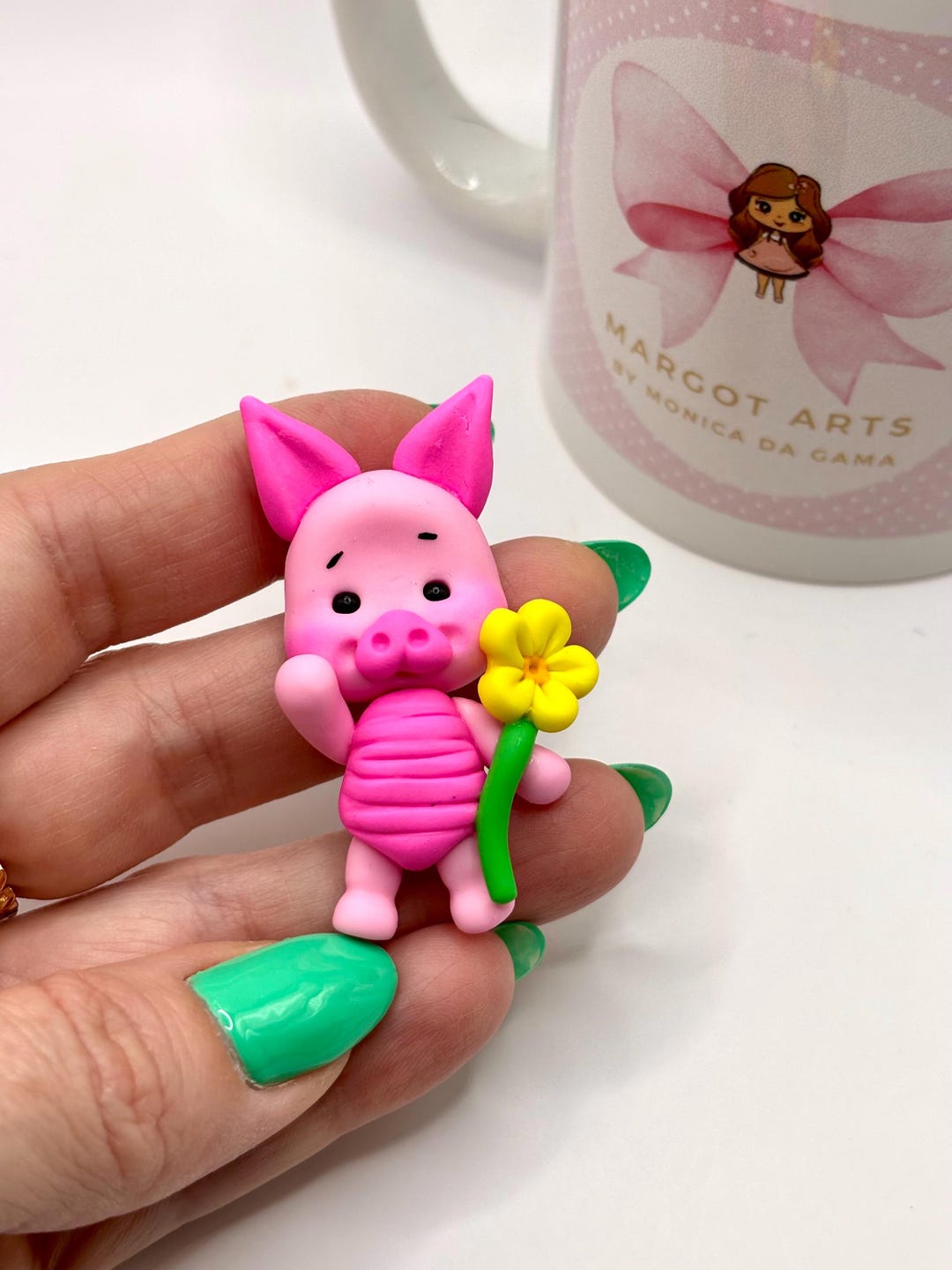 Pooh & Friends, Piglet Inspired Clay Doll – DIY Bow Center, Handmade ...