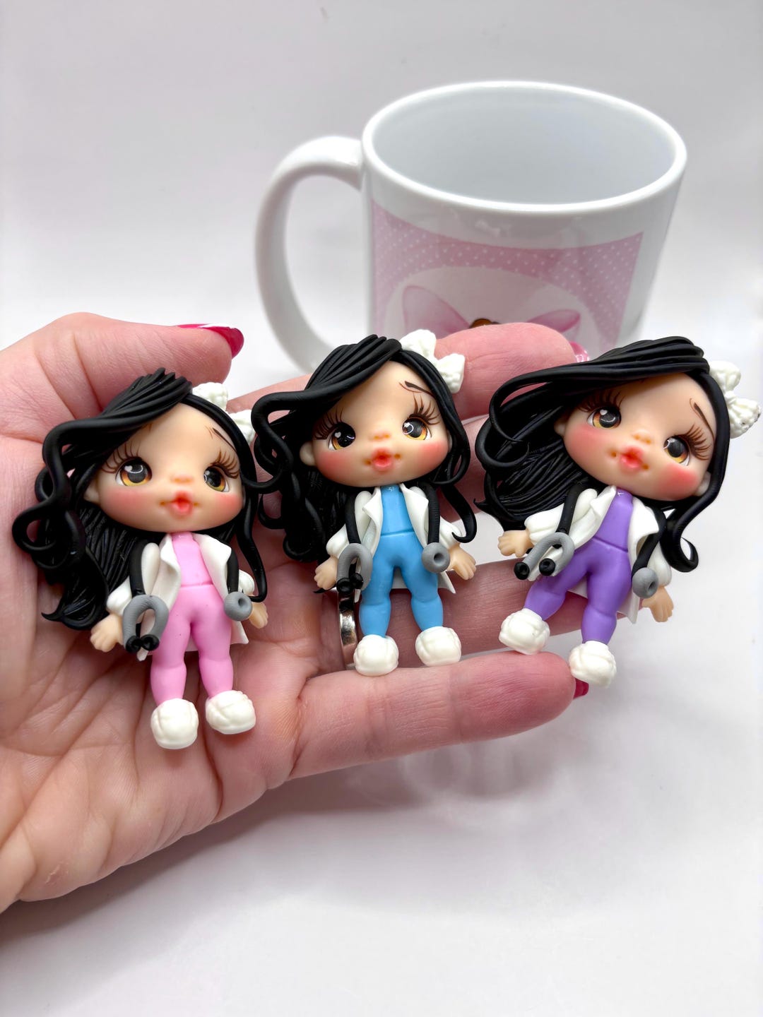 Medical Nurse Doctor 4 Clay Dolls – Handmade Bow Center, DIY Craft ...