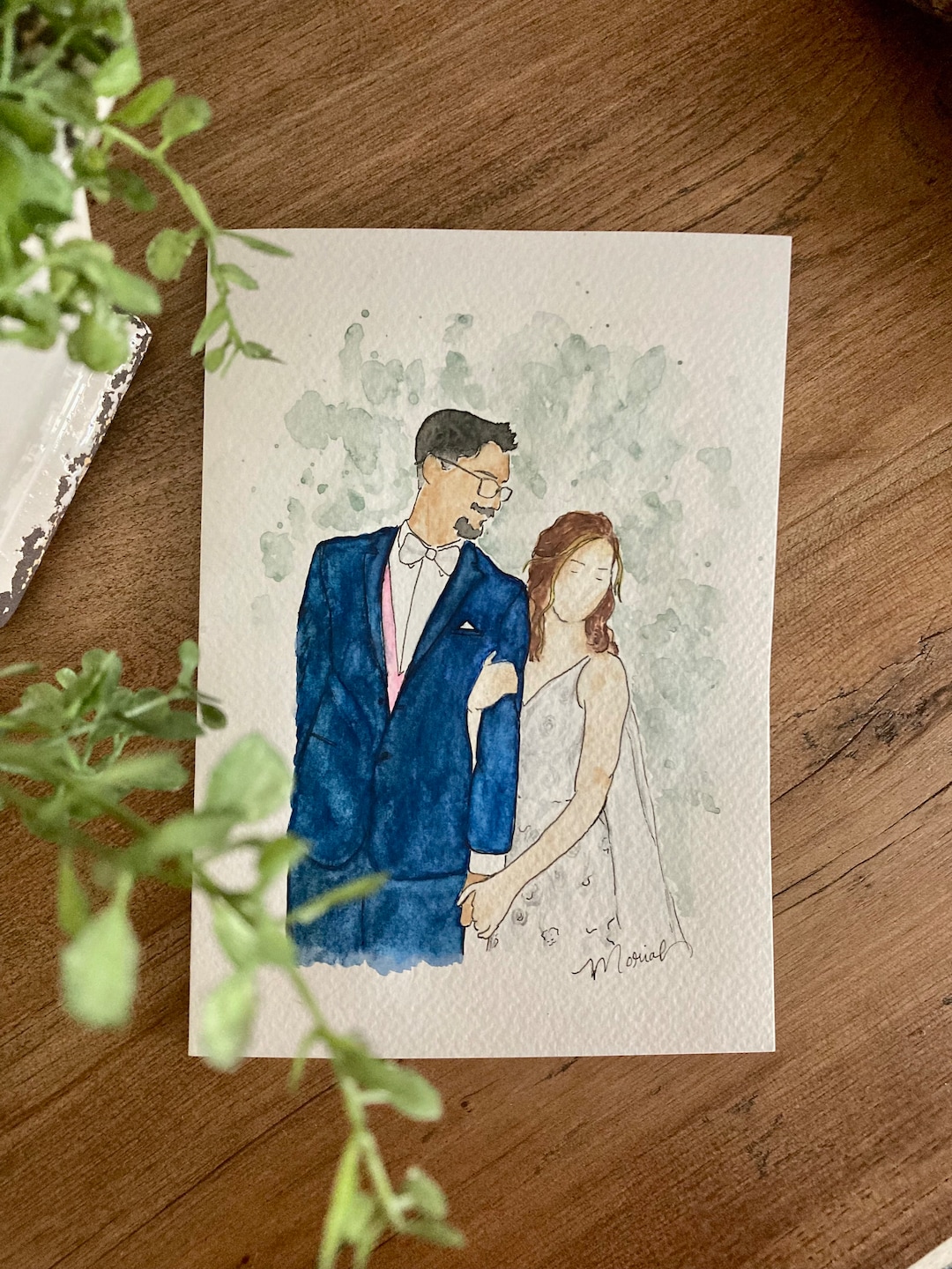 Custom Wedding Watercolor Bride & Groom Painting - Etsy