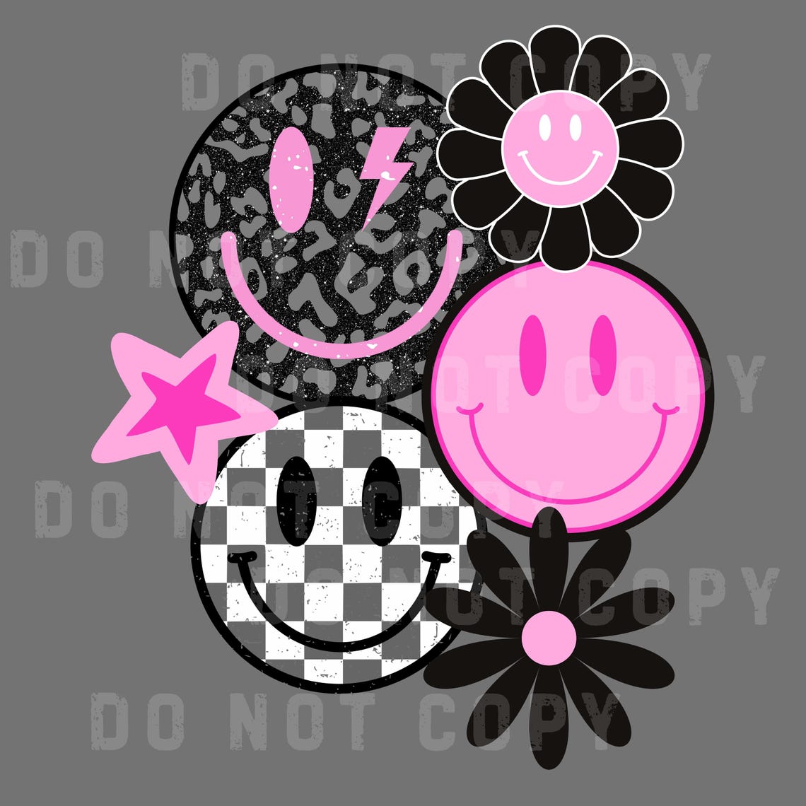Pink Smiley Bundle PNG File - Etsy