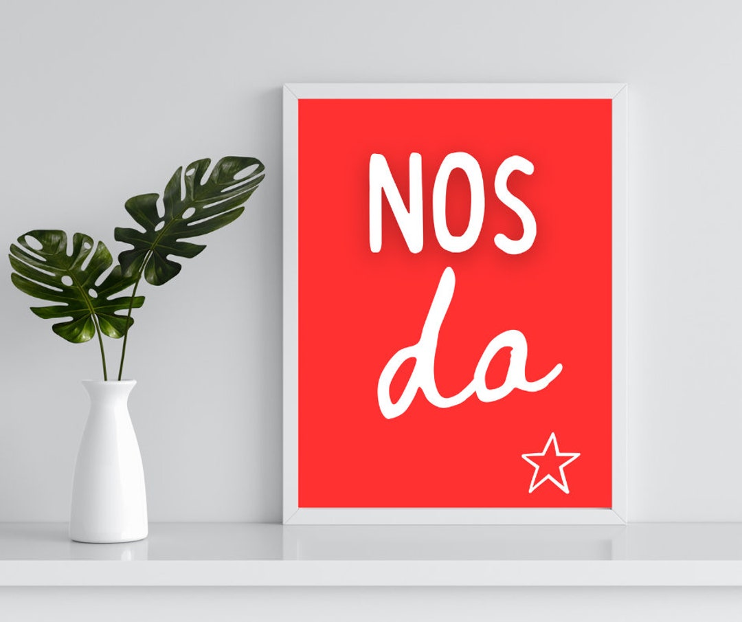 Nos Da Print: Welsh Good Night Wall Art - Etsy