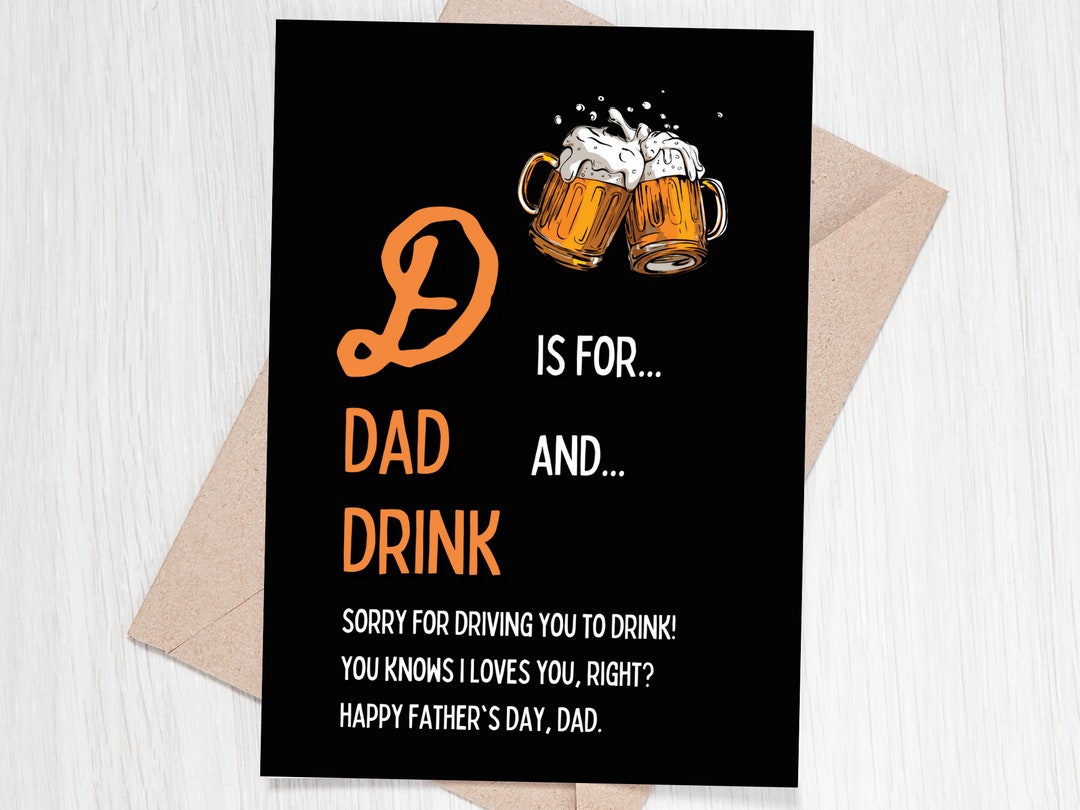Welsh Funny Father's Day Card, D is for Dad and Drink, Dad, Daddy, Dadi ...