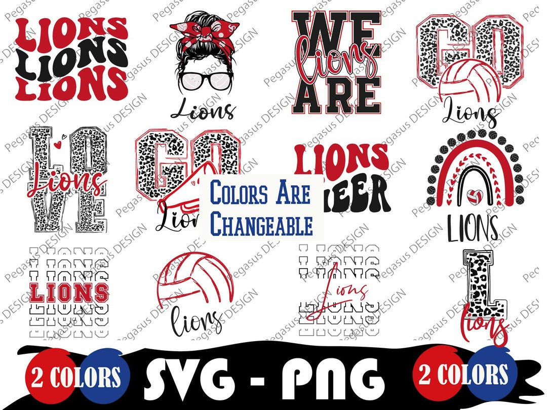 Lions Volleyball SVG Bundle, School Mascot, Layered PNG (digital ...