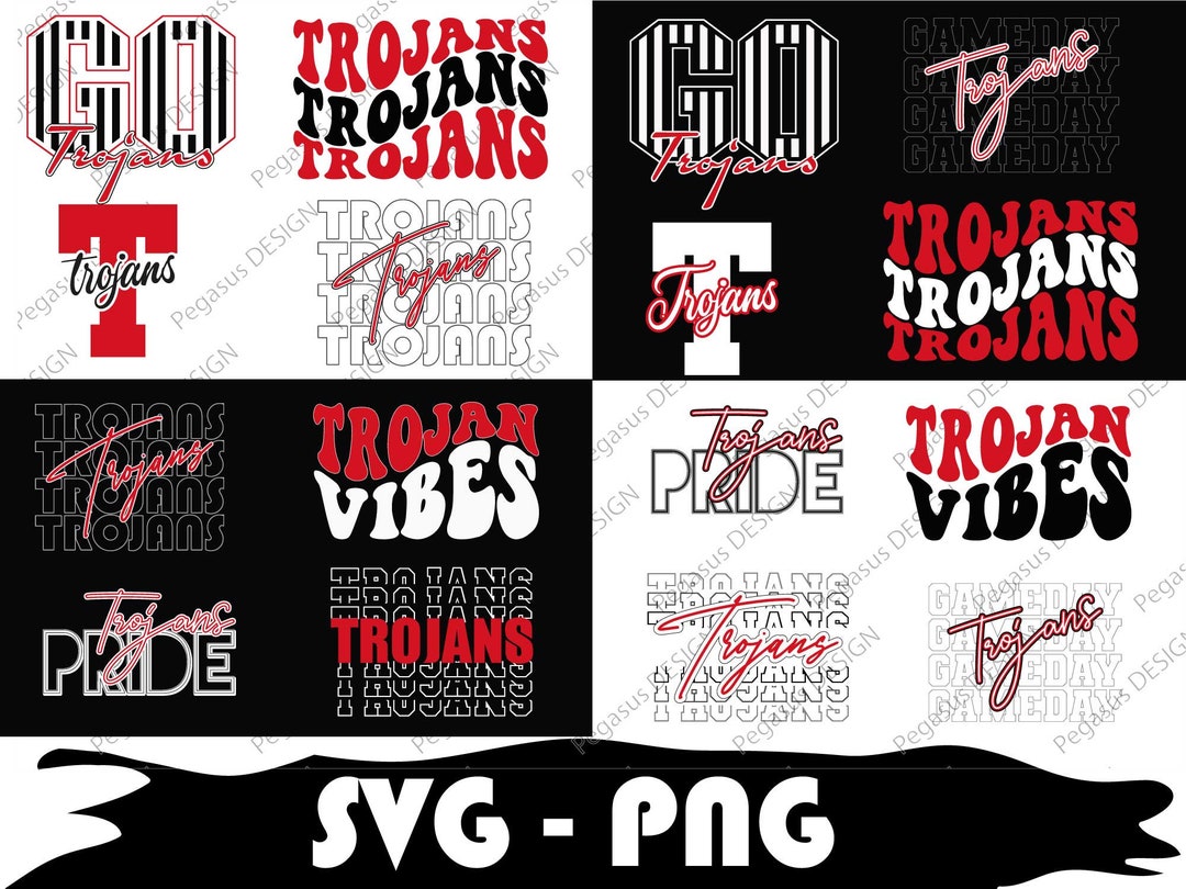 Trojans Sport Team SVG Cut File Bundle (PNG) - Etsy