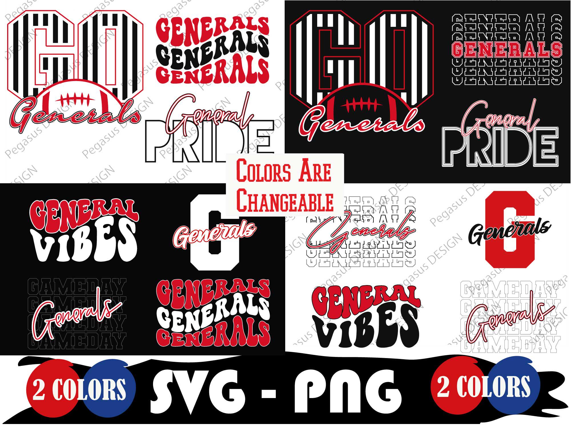 Generals Football SVG Bundle, Mascot PNG, Cheerleader Design (digital ...