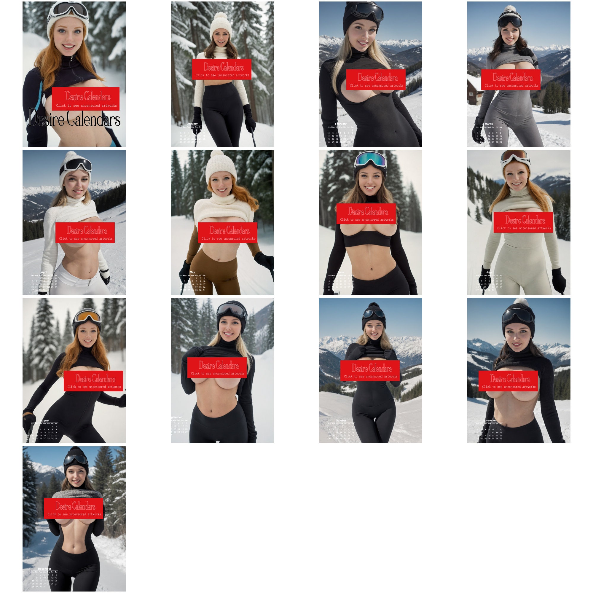 Winter Holidays 2025 Calendar Naked Women Big Breasts by Desire Calendars - Etsy