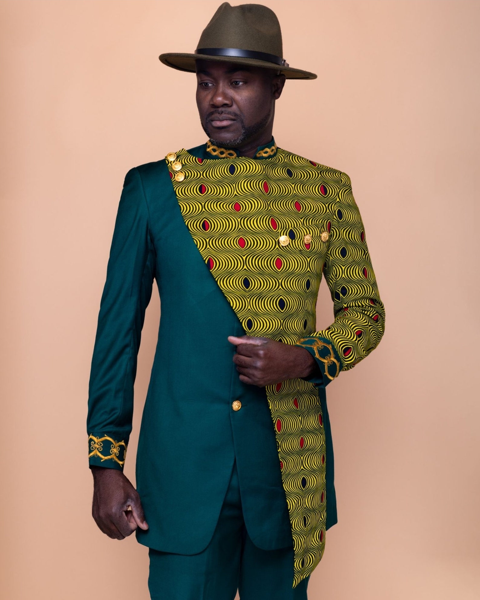 Pre-order Men Ankara Suit -green Honeycomb - Etsy