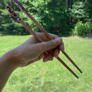 2 Pairs Wooden Chopsticks With Holders in Brocade Pouch, Cute Chopstick ...