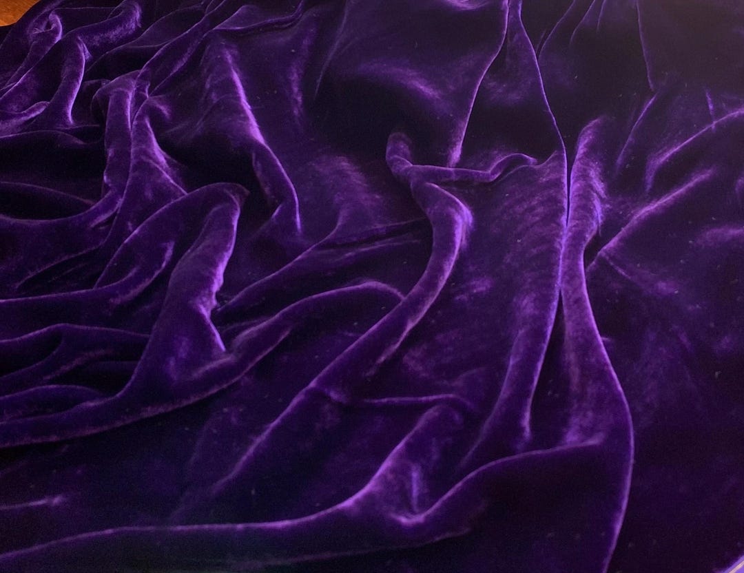 Deep Purple Silk Velvet Fabric by Yard – Luxury Mulberry Velvet for ...