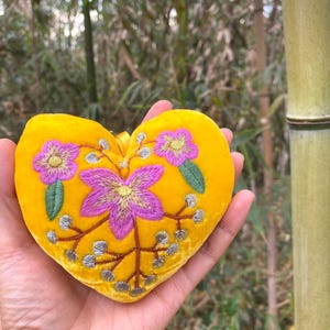 Silk Velvet Heart With Flower Embroidery for Gift/home Decor/ornament ...