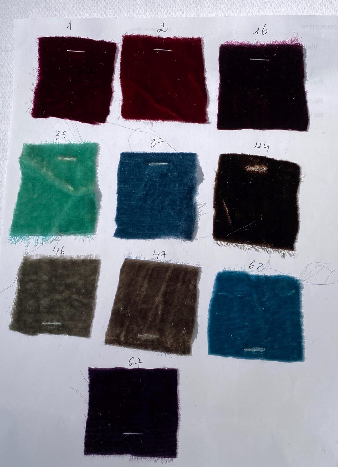 Silk Velvet Samples/swatches/squares From Hanoidesignllc. - Etsy