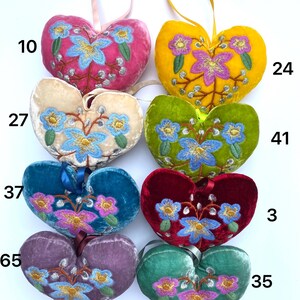 Silk Velvet Heart With Flower Embroidery for Gift/home Decor/ornament ...